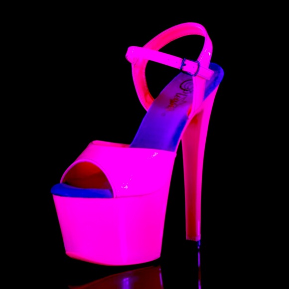 Dolls Kill | Shoes | Sky High Neon Uv Pink Ankle Strap Platform Sandal ...